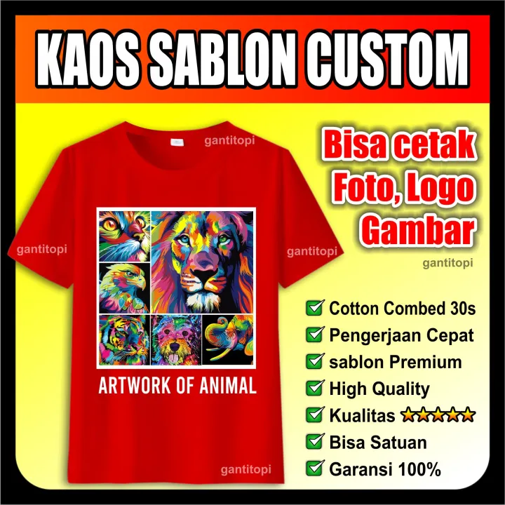 Kaos Sablon Foto Nama Logo Satuan - Ganti Topi | Lazada Indonesia