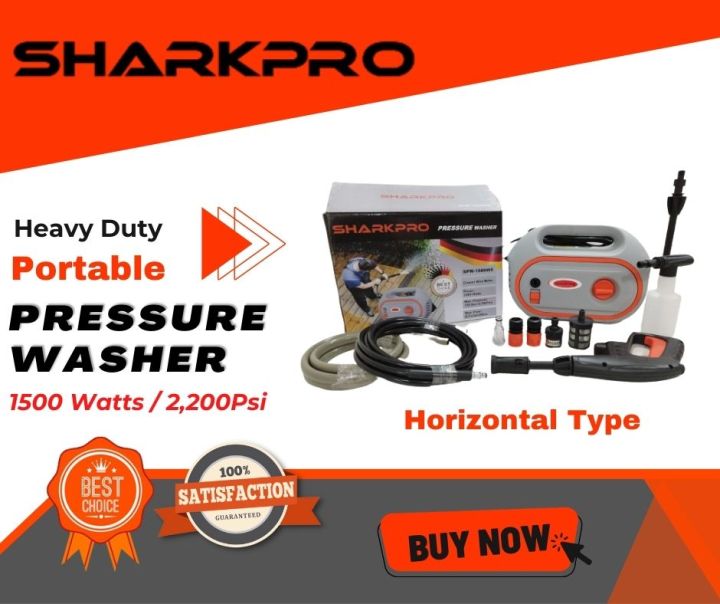 SHARKPRO PORTABLE PRESSURE WASHER, HORIZONTAL TYPE, 1500 Watts , 150 ...