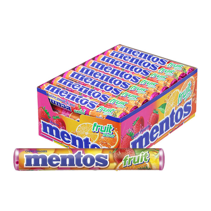 เมนทอส ลูกอมแท่ง รวมรส 29.7 ก. 24 แท่ง (MENTOS SOFT CANDY FRUIT FLAVOUR ...