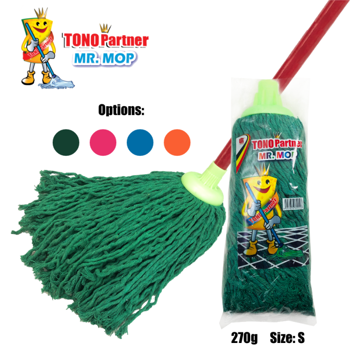 Mr Mop Cotton Fabric Colour Mop Set Mop Head, Wood Handle, Stainless ...