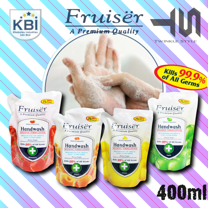 Fruiser Antibacterial Kill 99% Germs Hand Wash REFILL PACK 400ML (4 ...
