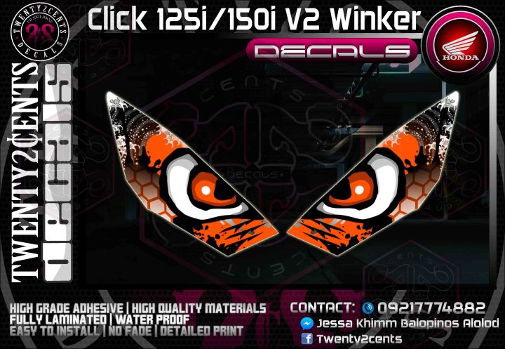 Transparent vinyl sticker decals for honda click 125/150 v2 motorcycle ...