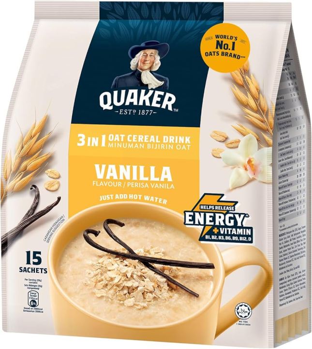 Quaker Oat Cereal Drink 3in1 Vanilla 15x 28g Expired Jun2025 | Lazada