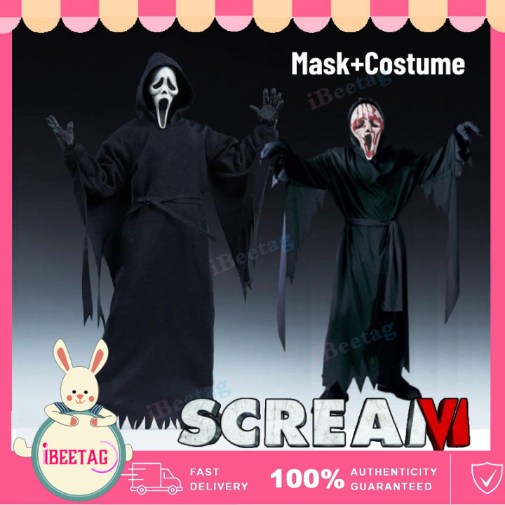 Children and Adult Halloween Scream 6 Ghostface Cosplay Costume Horror ...