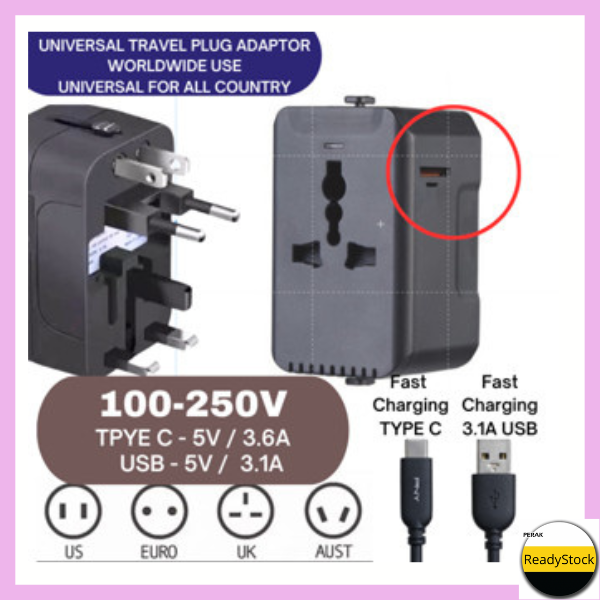 Travel Adaptor & Extension with USB / Penyesuai Perjalanan & Sambungan ...