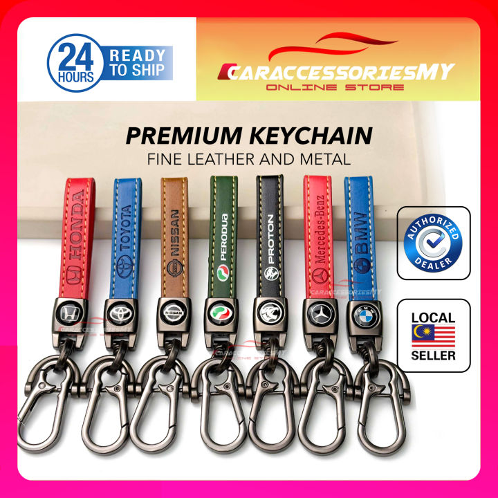 Leather premium Car Keychain metal rantai kunci hook car remote Proton ...