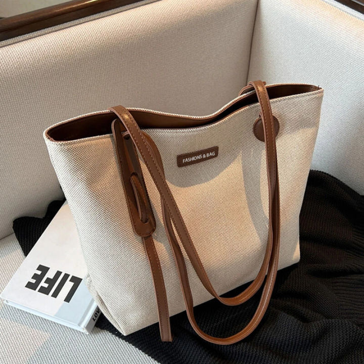 Casual Canvas Tote Bag Commuter Shoulder Bag Large Capacity Simple ...