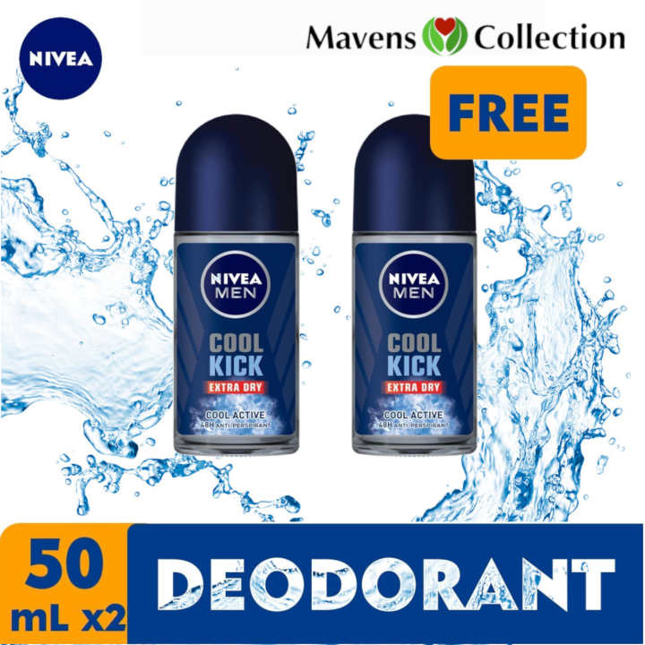 (Buy 1 Take 1) Nivea Men *** 50ml - Cool Kick *** Deodorant Roll On 48 ...