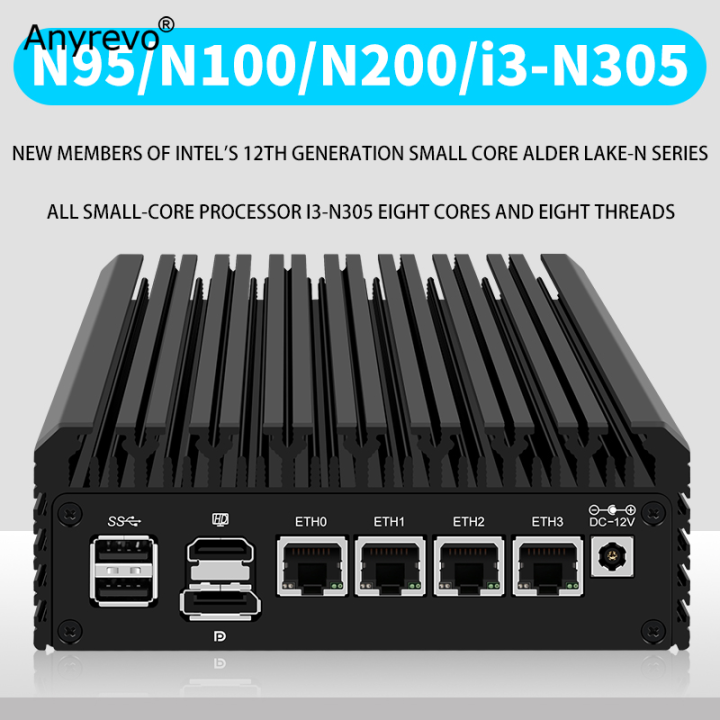 12th Gen Firewall Mini PC Alder Lake Intel i3 N305 8 Core N200 N100 ...