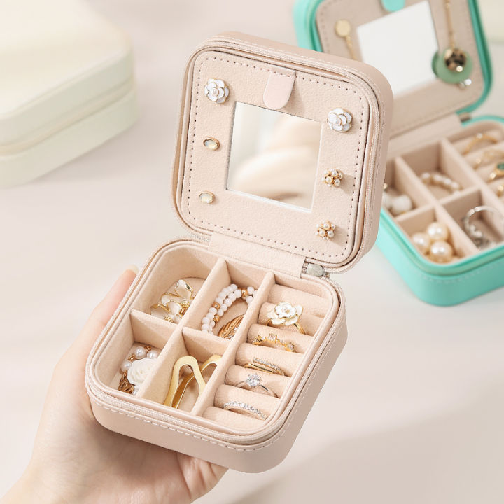 Casegrace Square Zippered Jewelry Box - Stylish and Portable Storage ...