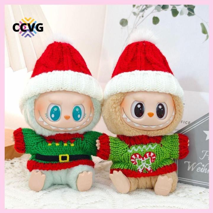 CCVG Christmas Labubu Doll Clothes POP MART Knitted Labubu Hat Cloak ...