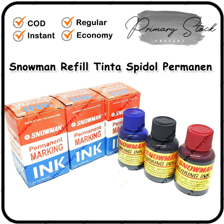 Isi Ulang Tinta Permanent Refill Spidol Permanen Snowman Ink Marker ...