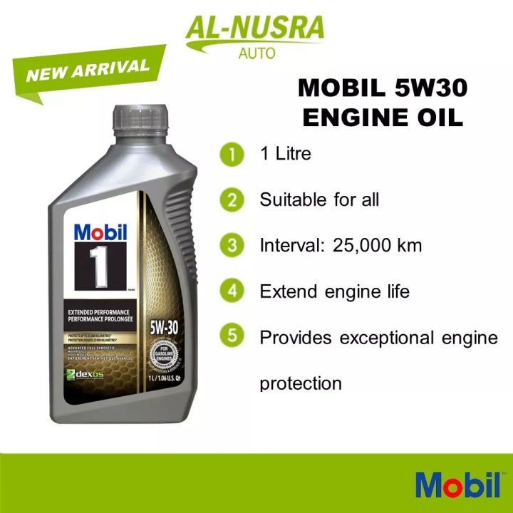 MOBIL 1 5W30 ENGINE OIL 1L MINYAK HITAM 5W-30 MINYAK ENJIN | Lazada