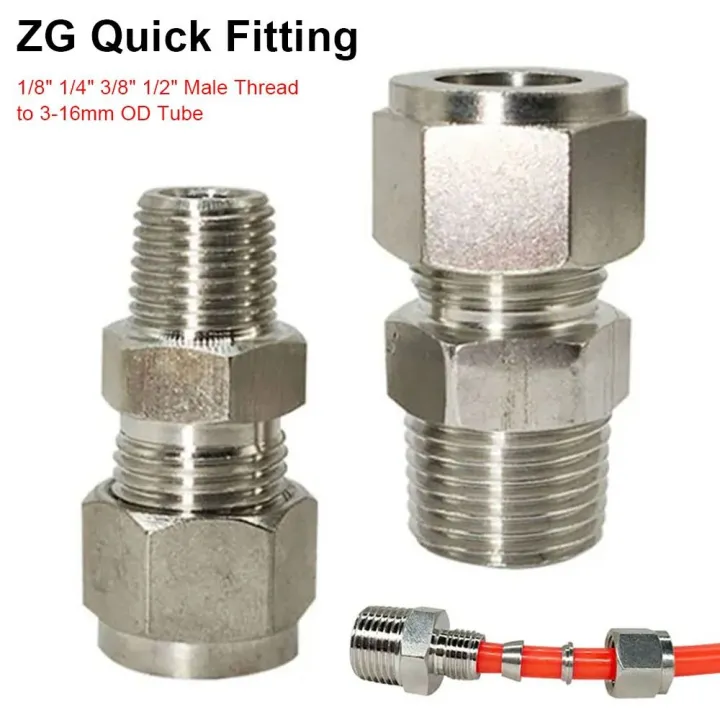 ROLL 1Pcs 304 SS Quick Fitting Stainless Steel Double Ferrule Metric ZG Pipe Fitting 1/8" 1/4" 3 ...