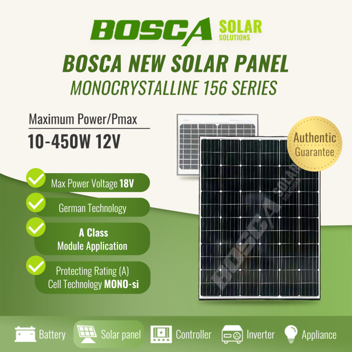 BOSCA Monocrystalline Solar Panel 5YEAR WARRANTY MONO 10W 25W 35W 60W ...