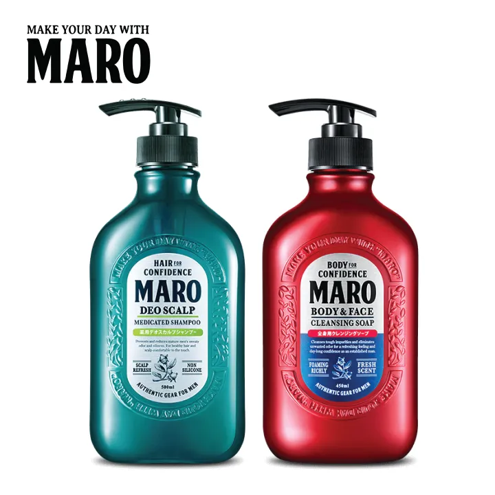 MARO Deo Scalp Medicated Shampoo 480ml + MARO Body & Face Shampoo 450ml | Lazada