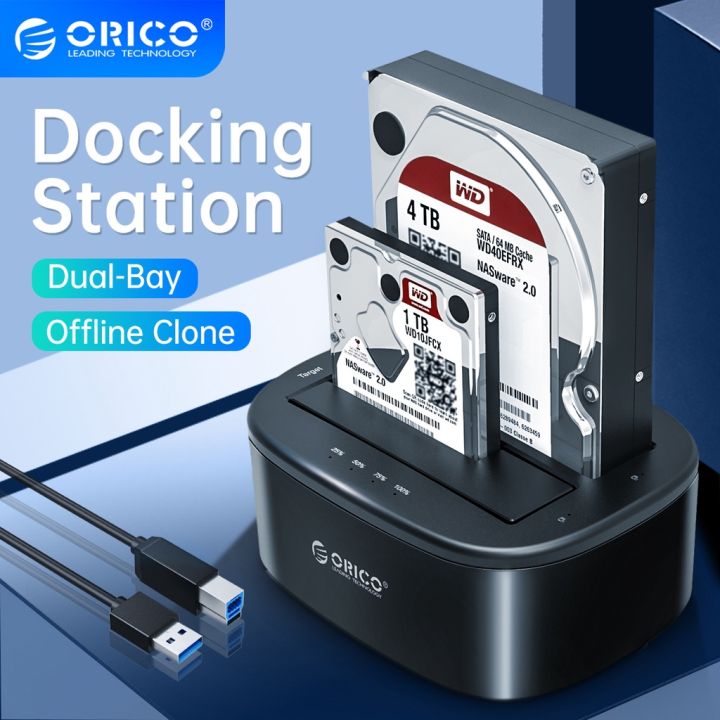 Stesen dok ORICO Dual Bay HDD dengan klon luar talian SATA ke USB 3.0 ...