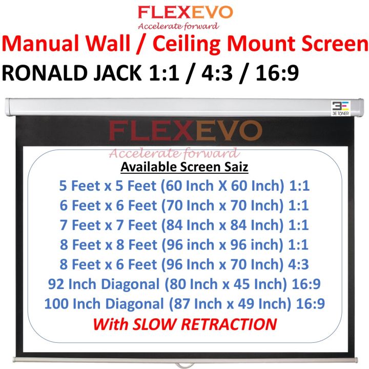 Manual Wall / Ceiling Mount Projector Screen 100D 92D Ronald Jack ...