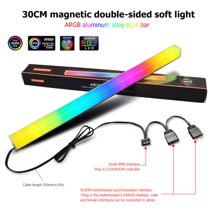 Coolmoon 5V 3Pin ARGB Light Strip Neon Light Bar Computer Case ...