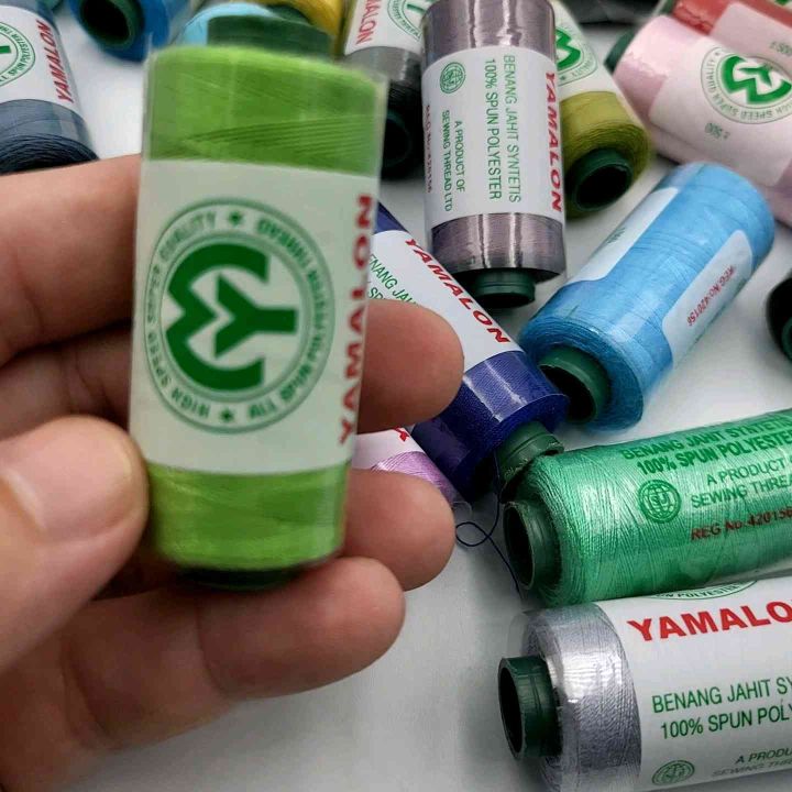 BENANG JAHIT YAMALON UKURAN 40/2 500 YARD WARNA WARNI PER 1 ROLL KECIL ...