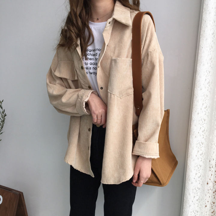 Women Corduroy Shirt Jacket Casual Wild Student Coat | Lazada PH