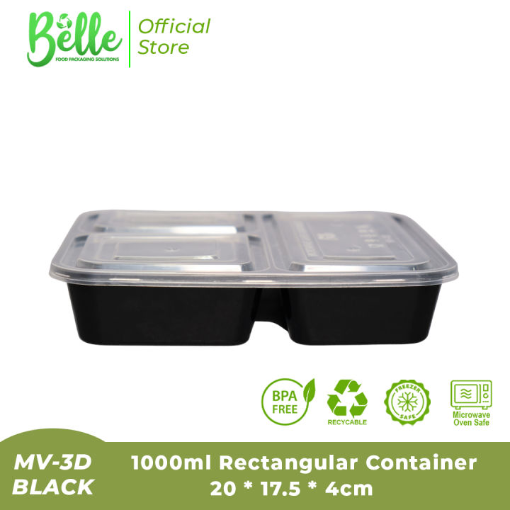Belle Microwavable Container 3DIVISION (Rectangle) (10pcs/pack) | Lazada PH