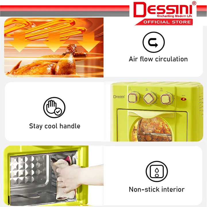 DESSINI ITALY 18L Electric Rotisserie Oven Convection Hot Air Fryer ...