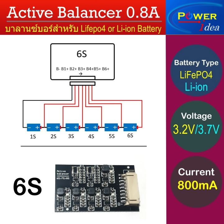 Active Balancer มี LED สำหรับแบตเตอรี่ลิเธียม 3S/ 4S /6S/ 7S/ 8S /13S ...