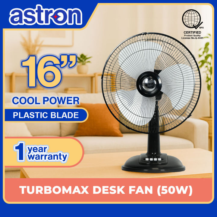 Astron TURBOMAX 16'' Electric Desk Fan - Black | Powerful Motor ...