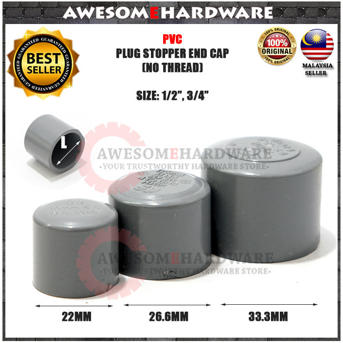 (1/2", 3/4", 1") PVC END CAP STOPPER WITH NO THREAD PENUTUP HUJUNG PAIP ...