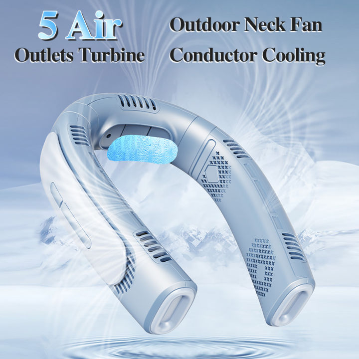 2023 New Semiconductor Refrigeration Neck Fan 4000mah Rechargeable Mini ...