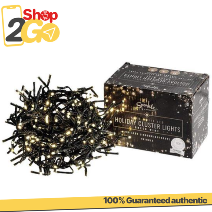 Sparkle 288L Led Cluster Lights - Steady Green Wire - Warm White Spc ...
