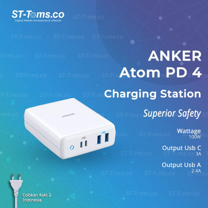 Anker Powerport Atom PD 4 Wall Port Charger USB C & USB A | Lazada ...