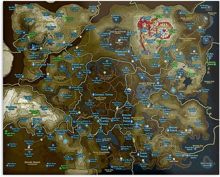Zelda Map Botw Treasure Map Breath Of The Wild Botw Map Shrine World ...