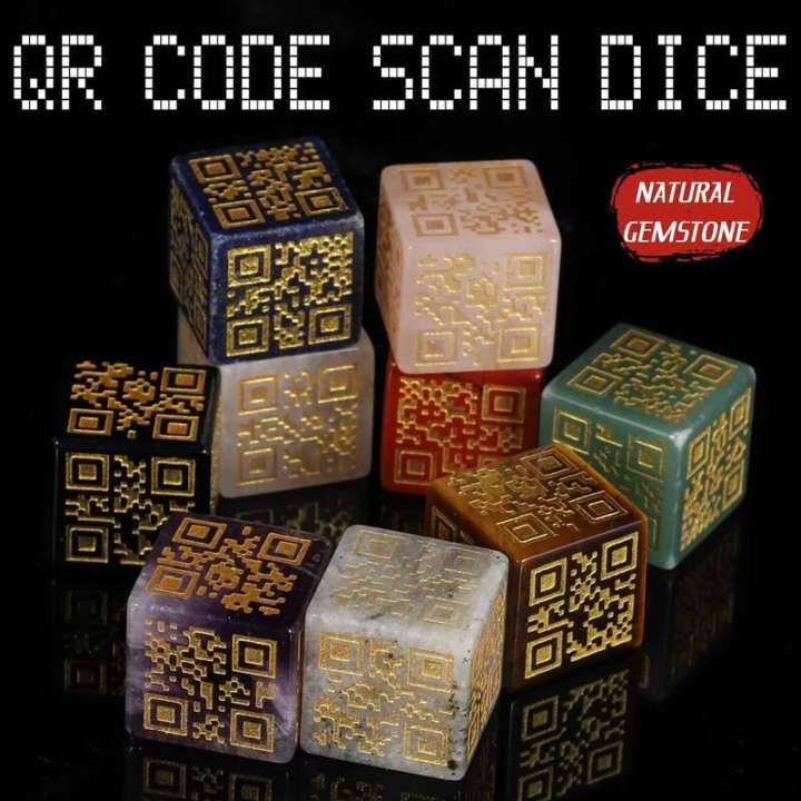 บล็อกคริสตัลธรรมชาติ D6 แกะสลักลาย QR Code กระดานหมากรุกหลายด้าน ...