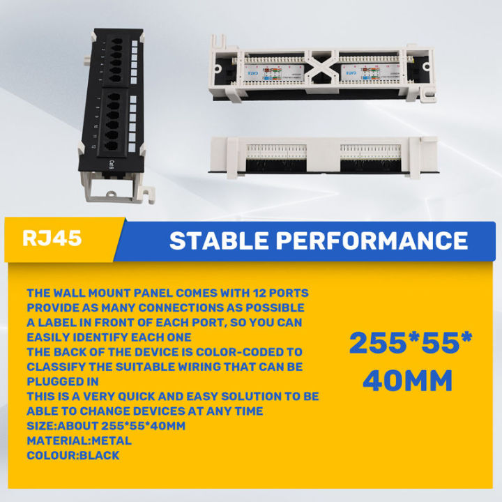 Network Tool Kit 12 Port CAT6 Patch Panel RJ45 Networking Wall Mount ...