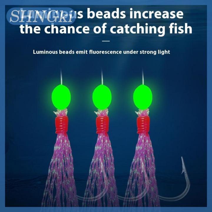 SHNGki 1Pc 6 Hooks Saltwater Rigs 6 String Hooks Flasher Mackerel ...