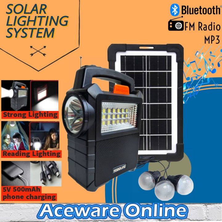 Multifunction YOBOLIFE Solar Lighting System Bluetooth FM Radio MP3 ...
