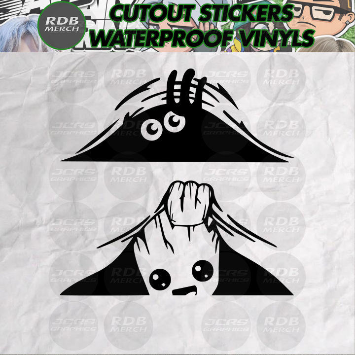 Car Sticker and Decal Peeking Monster - Cute Cutout cartoon aesthetic ...