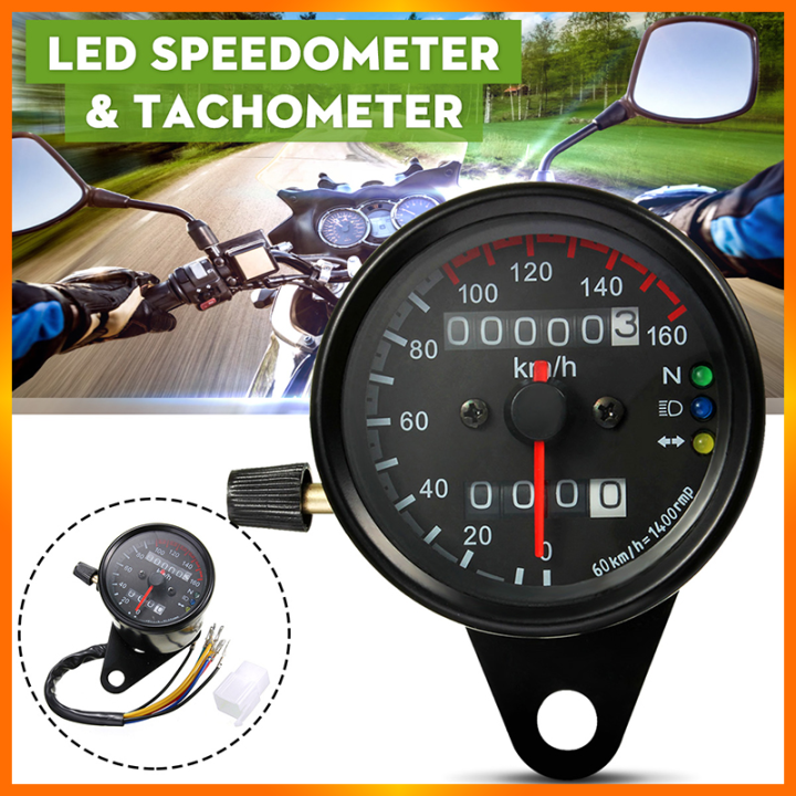 E&M LED Backlight Signal Motorcycle Odometer Speedometer Gauge Cafe ...