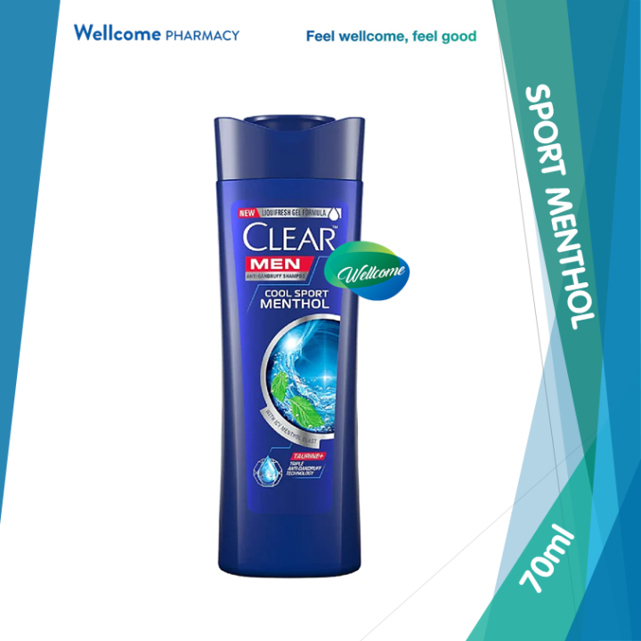 Clear Men Cool Sport Menthol Anti-Dandruff Shampoo - 70ml | Lazada