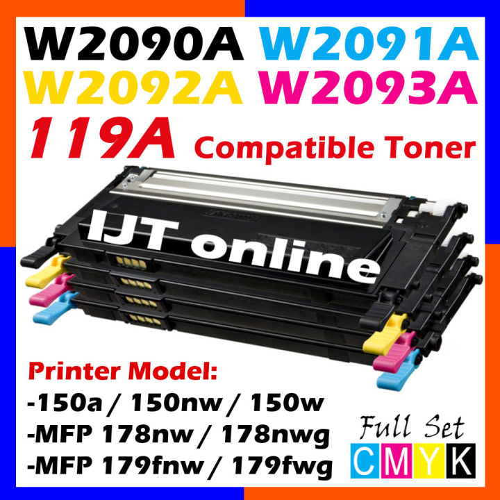 SET Compatible 119A W2090A W2091A W2092A W2093A For HP Color Laser 150a ...