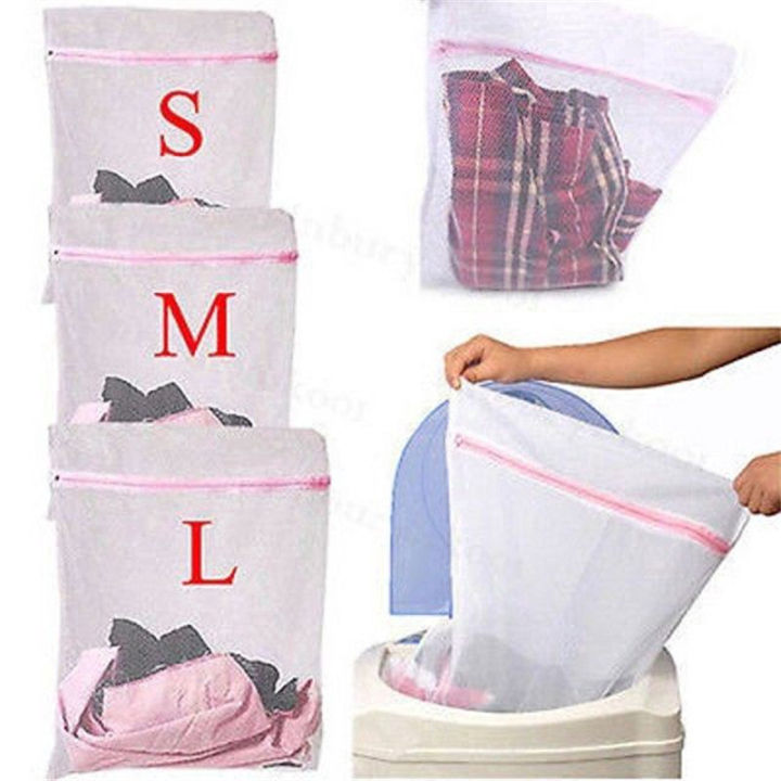 3 Size Coarse Net Zipper Laundry Wash Bags Foldable Clothing Care ...