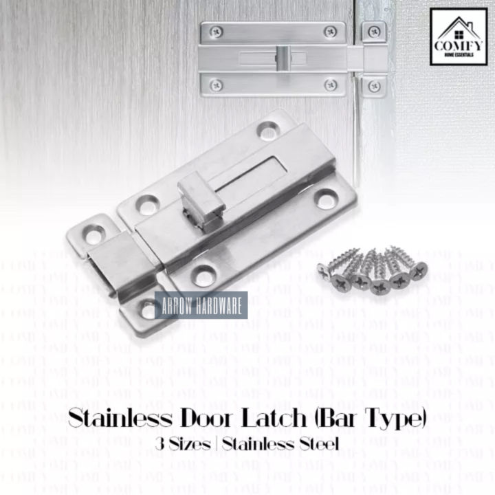 Sliding Bar Type Stainless Steel Door Shed Lock Bolt Catch Toilet Latch ...