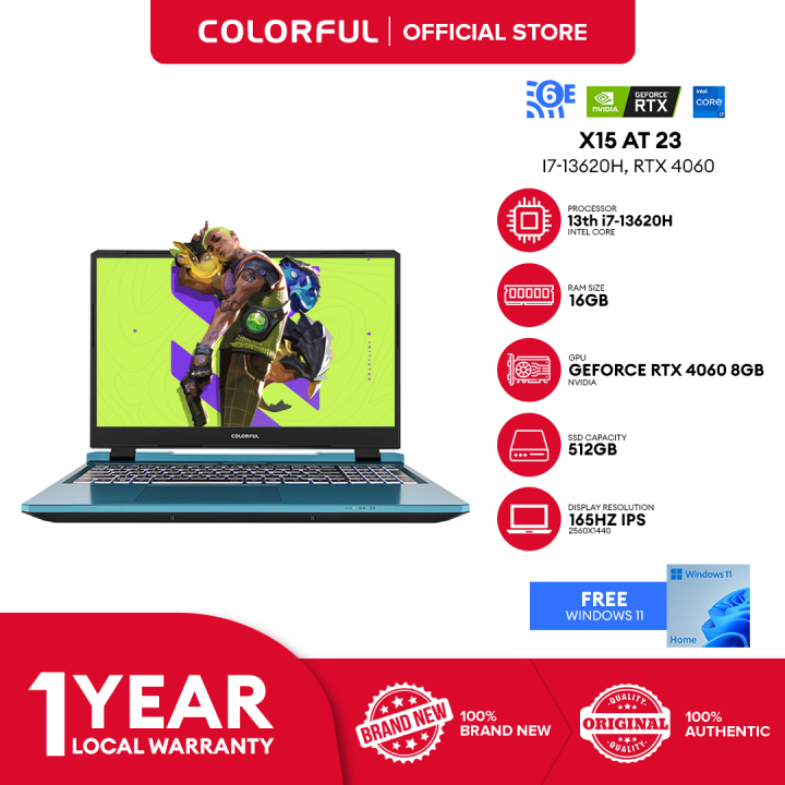 Colorful EVOL P16 Gaming Laptop i7-13620H / RTX 4060 8GB / 16GB DDR5 / 512GB SSD / 165Hz IPS ...
