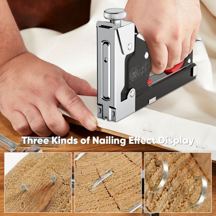 【Free 1 Box Nail】Mitsushi 3 In1 Gun Tacker Heavy Duty Nail Staple Metal ...