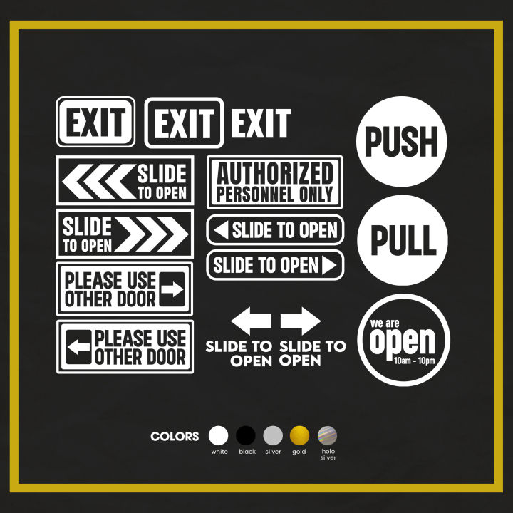 Door/Window Sign Sticker DECAL / Slide to open door sign / arrow right ...