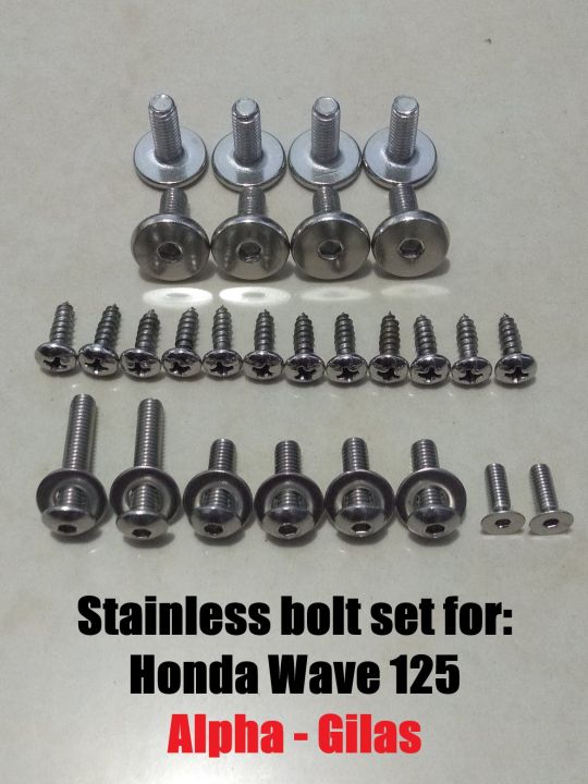Stainless bolt set for Honda Wave 125 Alpha - Gilas (Zachary 08 ...