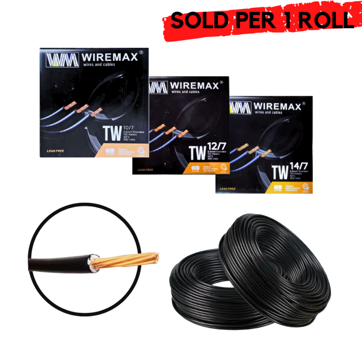 WIREMAX TW Stranded Wire ⚡ 150 METERS SIZE 14/7(2.0mm), 12/7 (3.5mm), 10/7 (5.5mm) High Quality ...