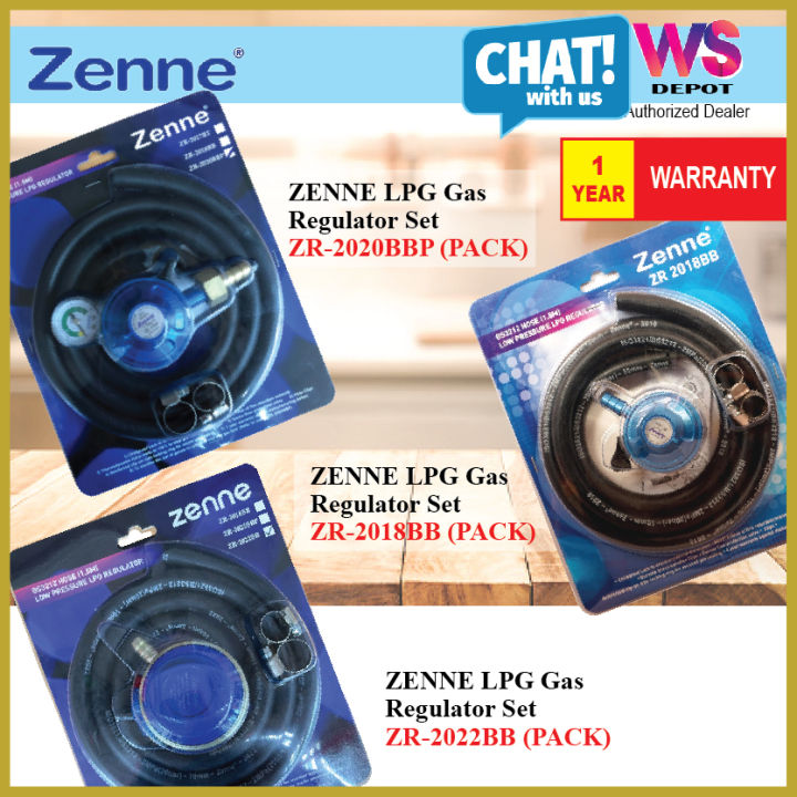 Zenne ZR 2022BB Regulator with 1.5m Hose Pack (Low Pressure LPG) [ Replacement ZR 2017BT ] | Lazada